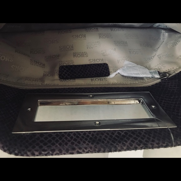 Michael Kors | Bags | Auth Michael Kors Berkley Python Emb Frame Clutch ...